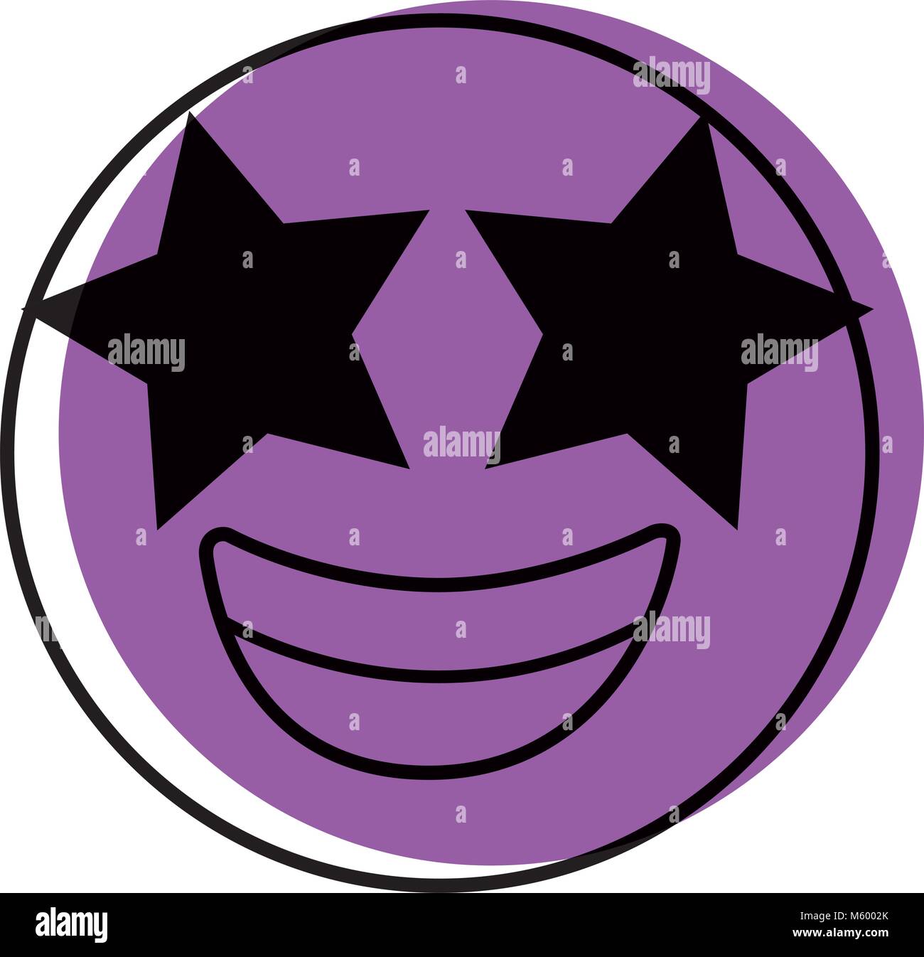 purple emoticon cartoon face happy star eyes Stock Vector Image & Art ...