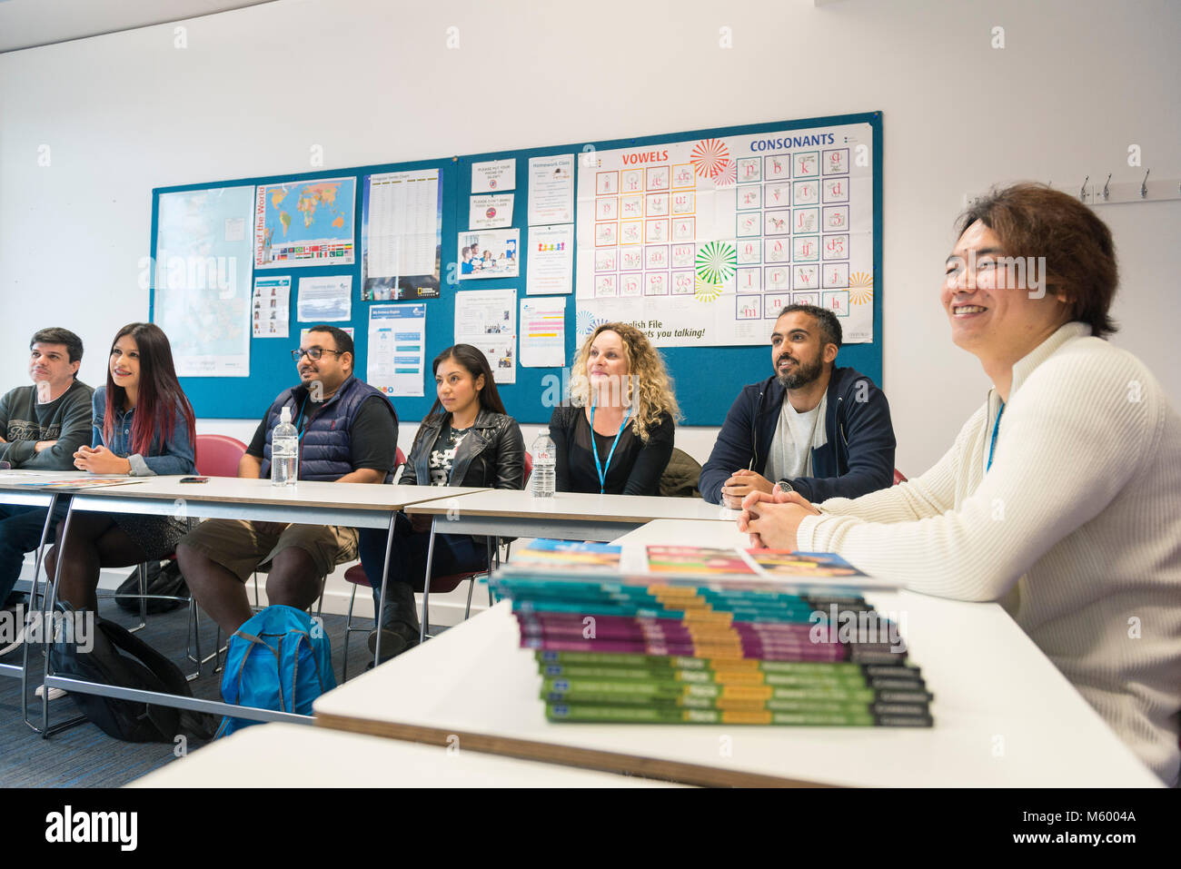 real overseas students learn english at college in the classroom and ...