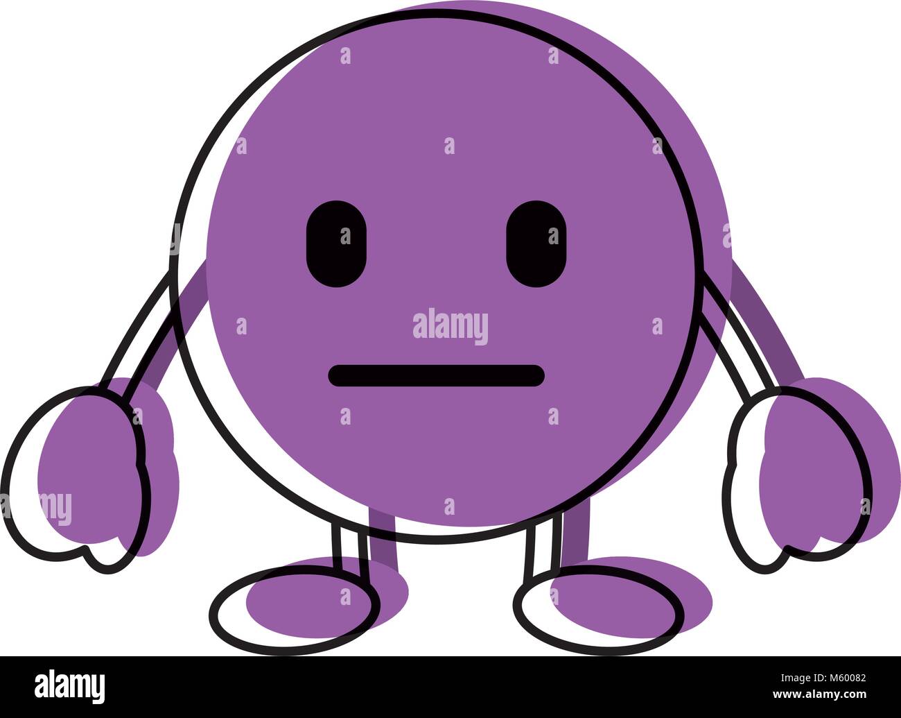 purple emoticon cartoon face speechless character Stock Vector Image ...