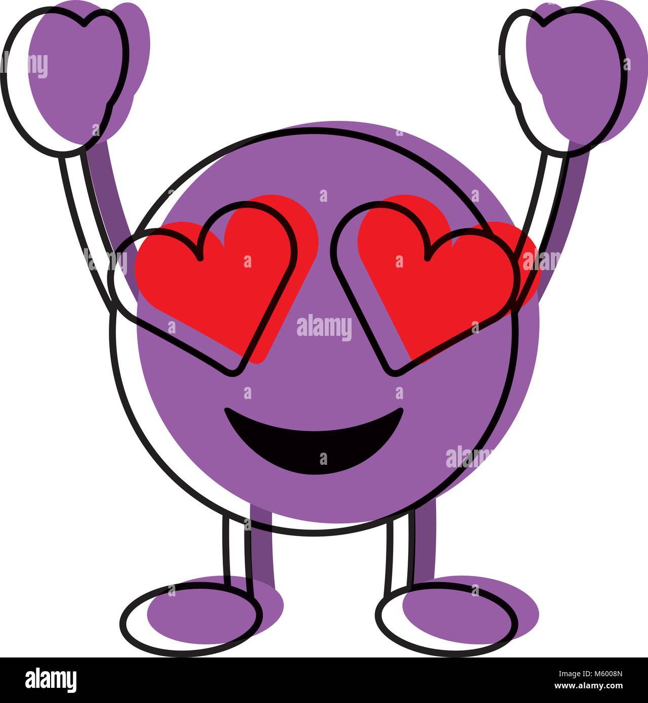 purple emoticon cartoon face in love character Stock Vector Image & Art ...