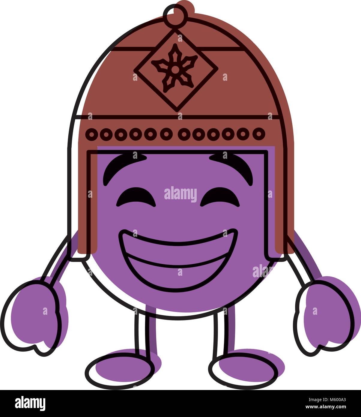 purple emoticon cartoon face with exotic hat character Stock Vector ...
