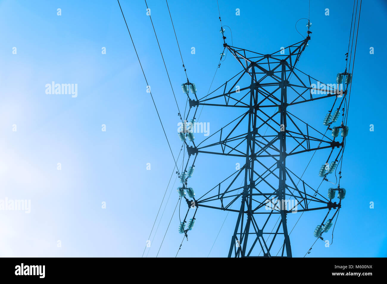 High voltage power line tower Stock Photo - Alamy