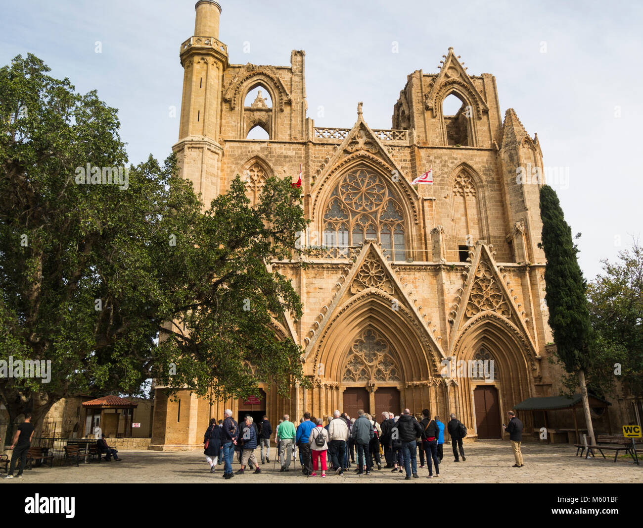 Huge honey coloured lala mustafa pasha mosque hi-res stock photography ...