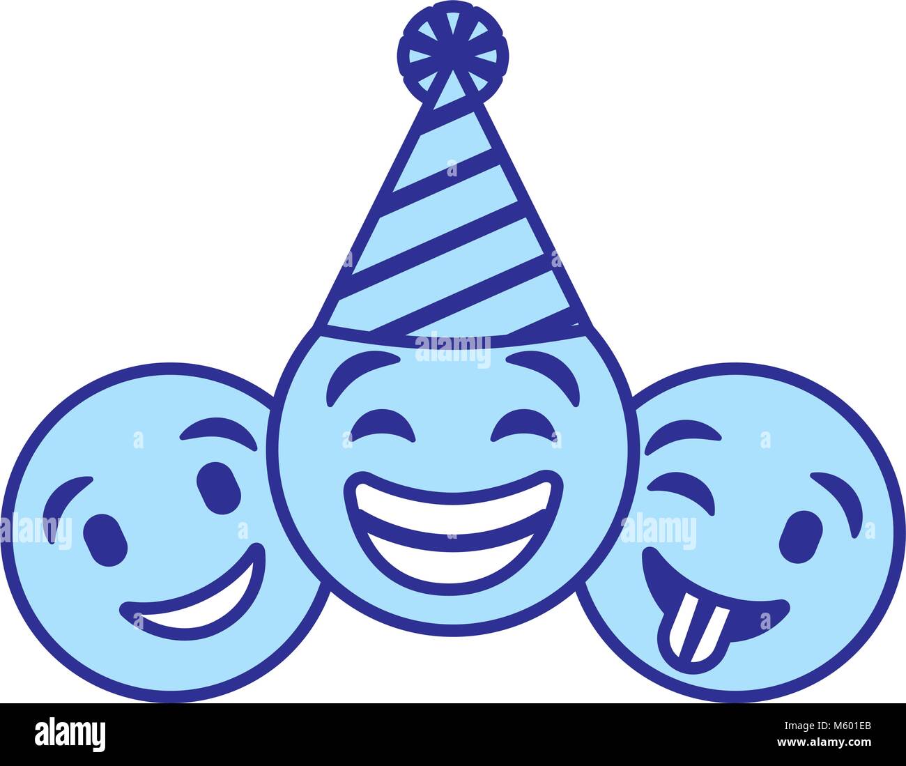 set happy faces emoticon cartoon blue Stock Vector Image & Art - Alamy