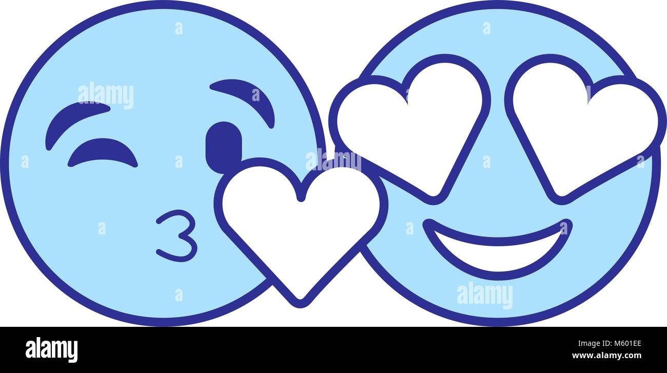 faces in love heart eyes and kiss blue Stock Vector Image & Art - Alamy