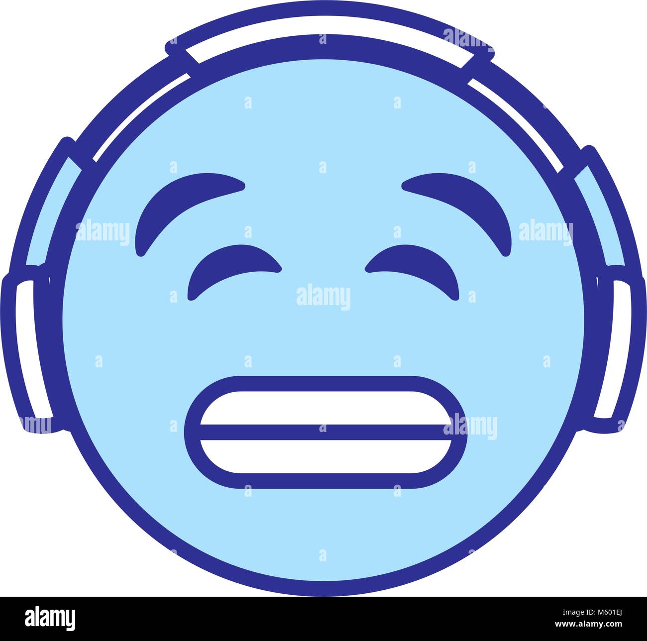 emoticon cartoon face listening music blue Stock Vector Image & Art - Alamy