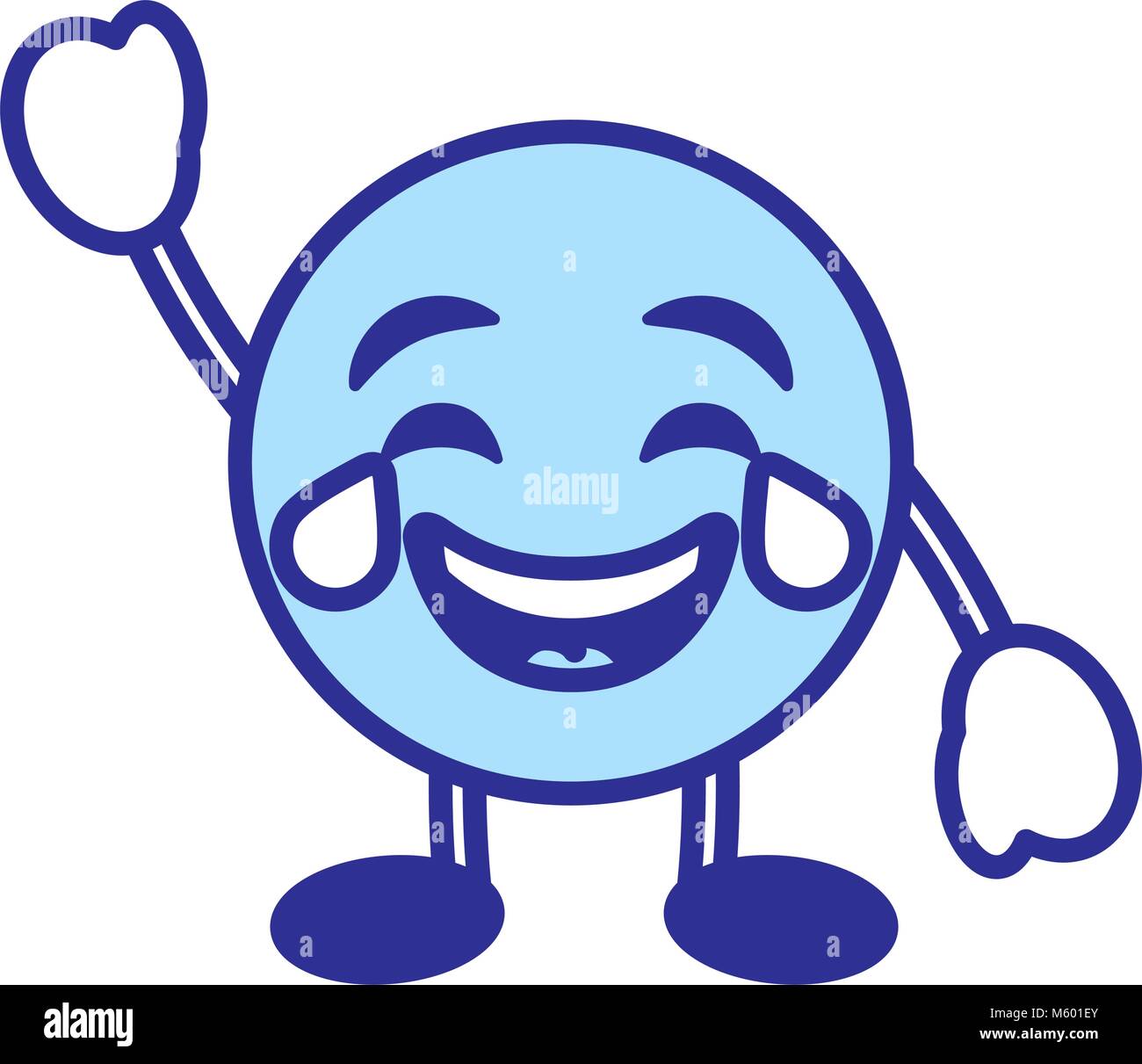 emoticon cartoon face smiling with tears character blue Stock Vector ...