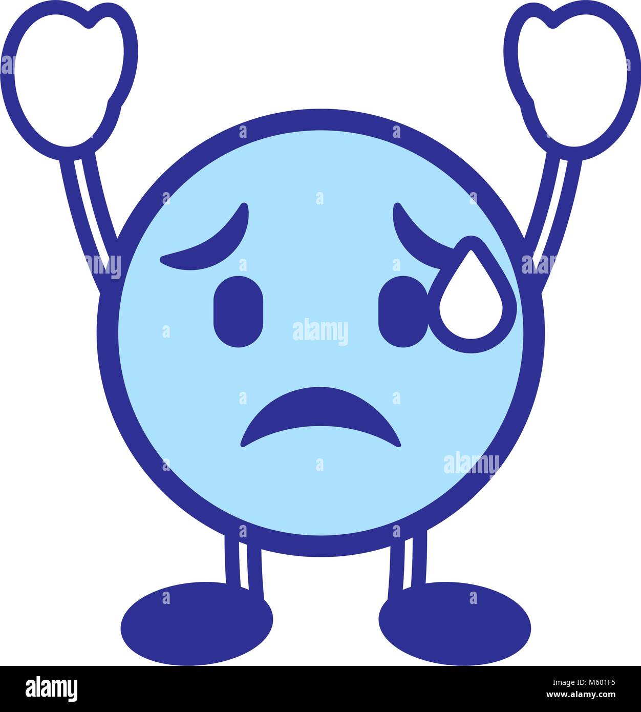 emoticon cartoon face depressive character blue Stock Vector Image ...