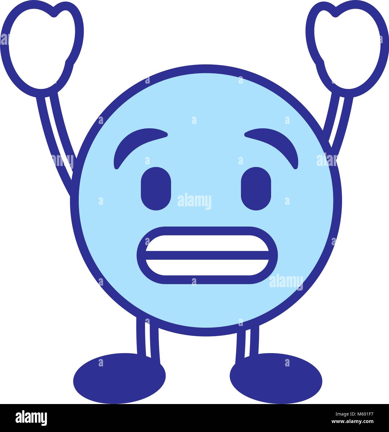 emoticon cartoon face toothy smile character blue Stock Vector Image ...