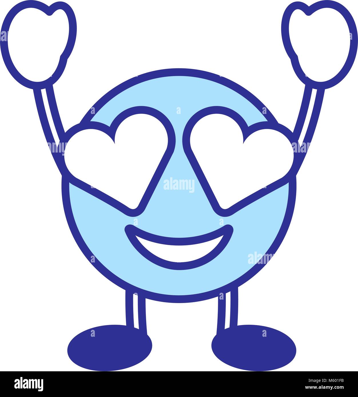 emoticon cartoon face in love character blue Stock Vector Image & Art ...