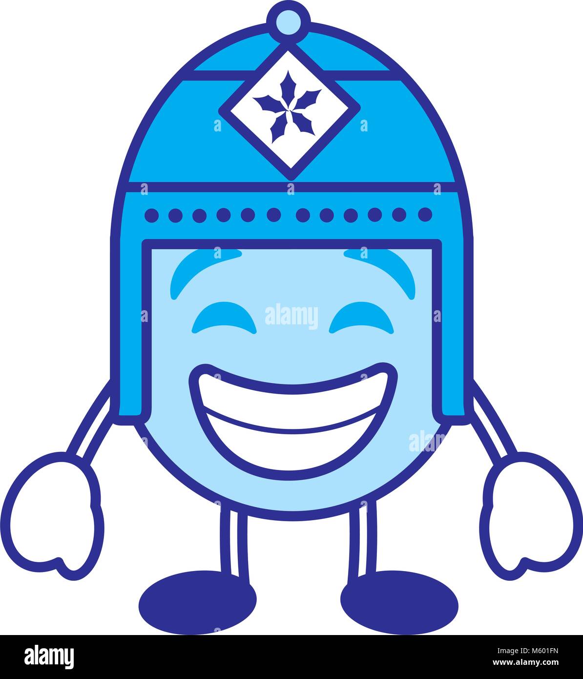 emoticon cartoon face with exotic hat character blue Stock Vector Image ...