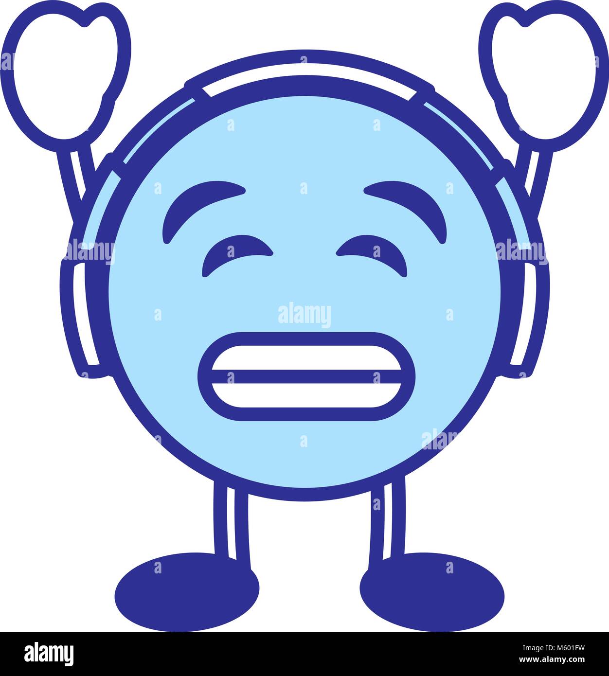 emoticon cartoon face listening music character blue Stock Vector Image ...
