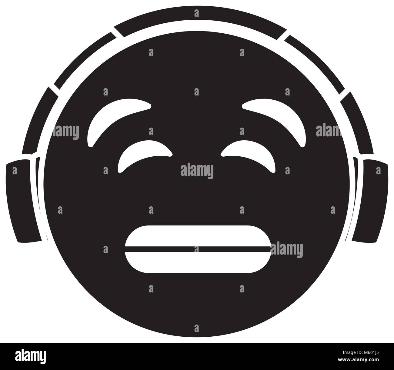 purple emoticon cartoon face listening music Stock Vector Image & Art ...