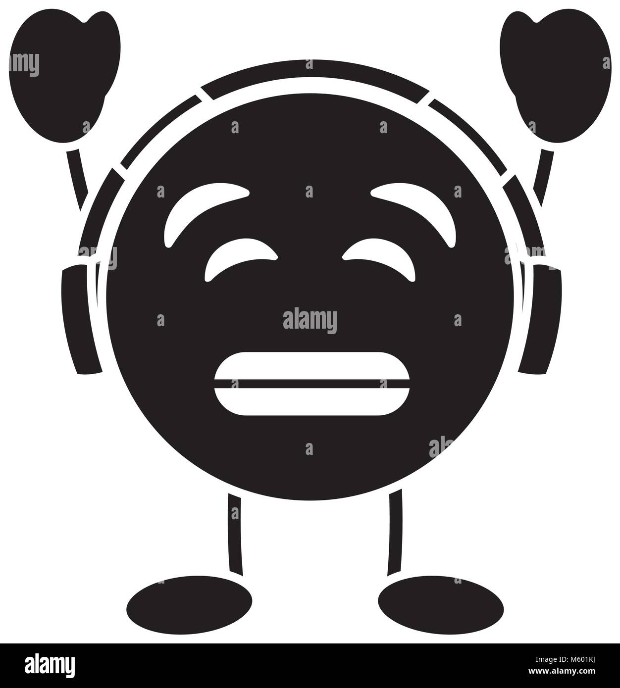 purple emoticon cartoon face listening music character Stock Vector ...