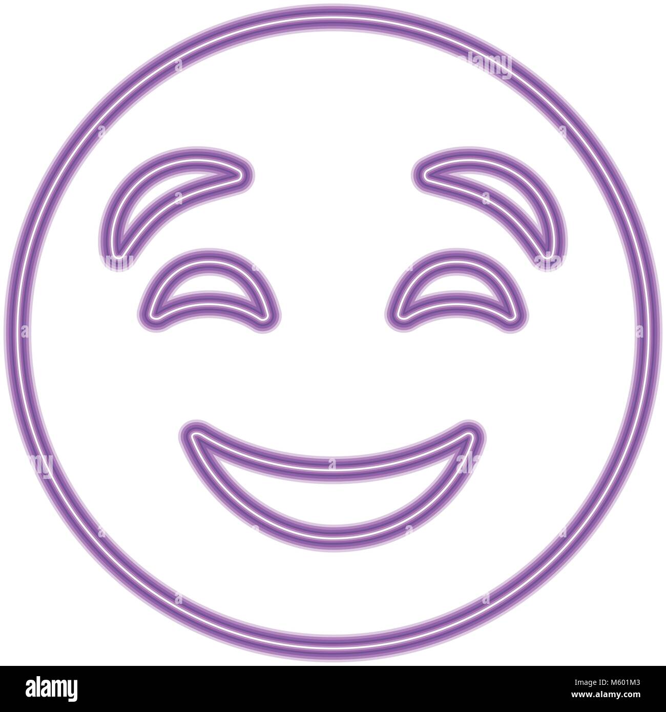 cute purple smile emoticon happy close eyes Stock Vector Image & Art ...