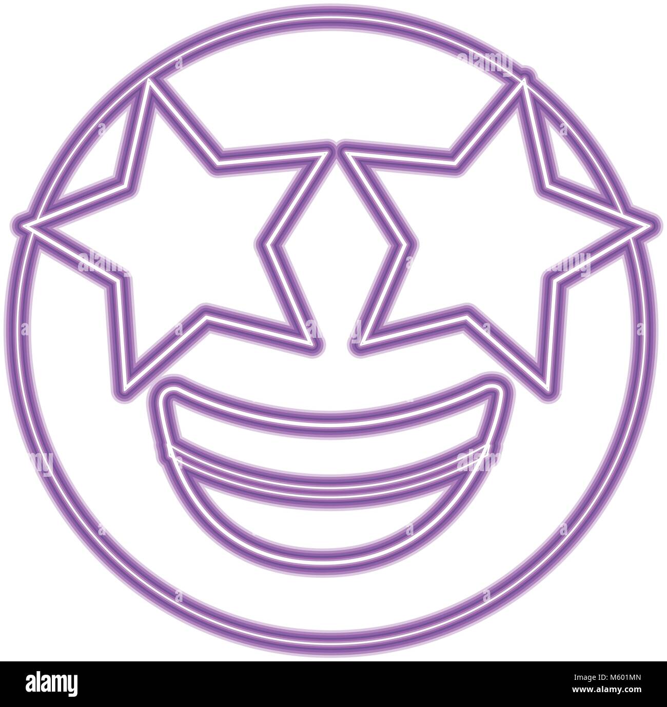 purple emoticon cartoon face happy star eyes Stock Vector Image & Art ...
