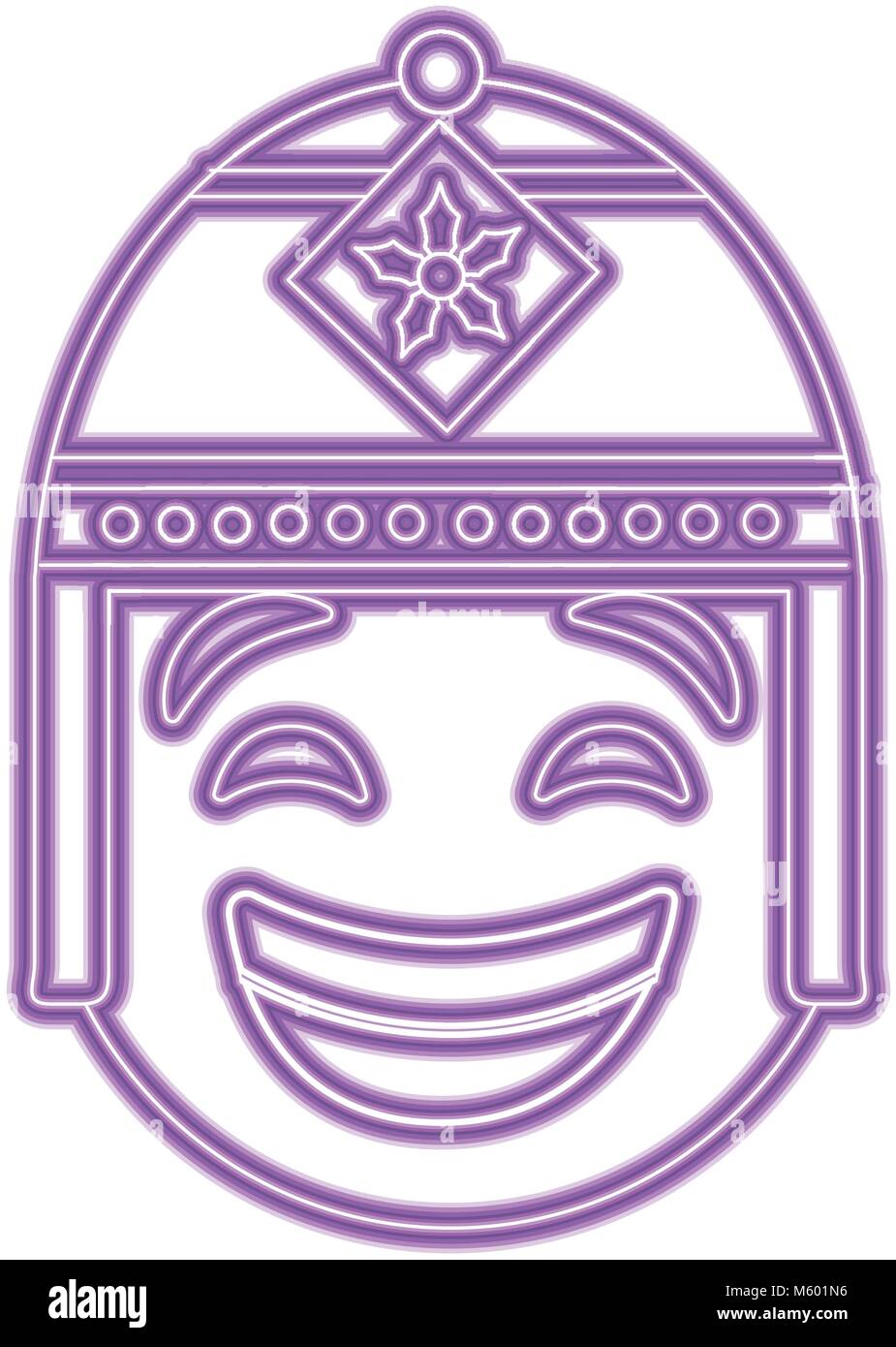 purple emoticon cartoon face with exotic hat Stock Vector Image & Art ...