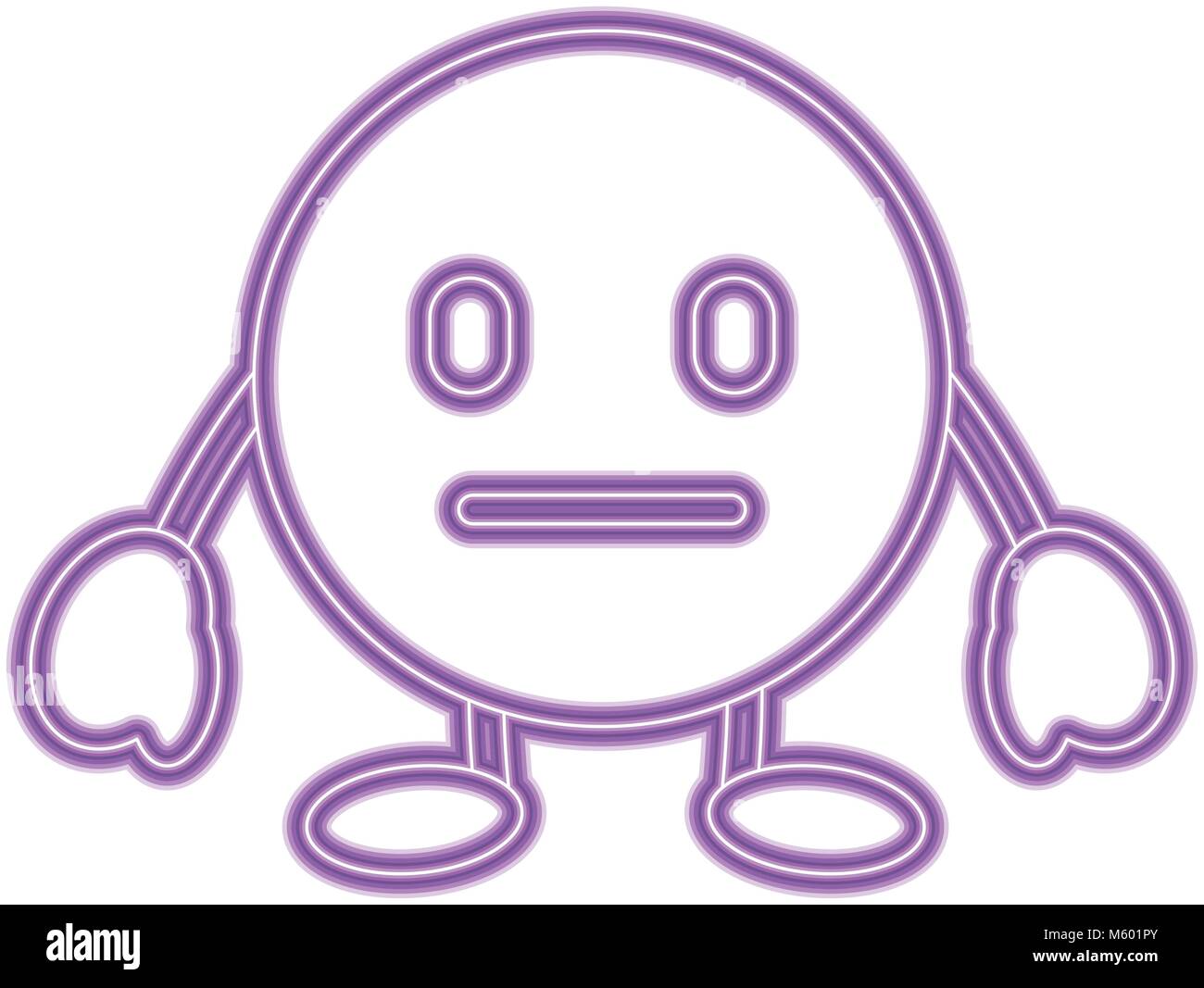 purple emoticon cartoon face speechless character Stock Vector Image ...
