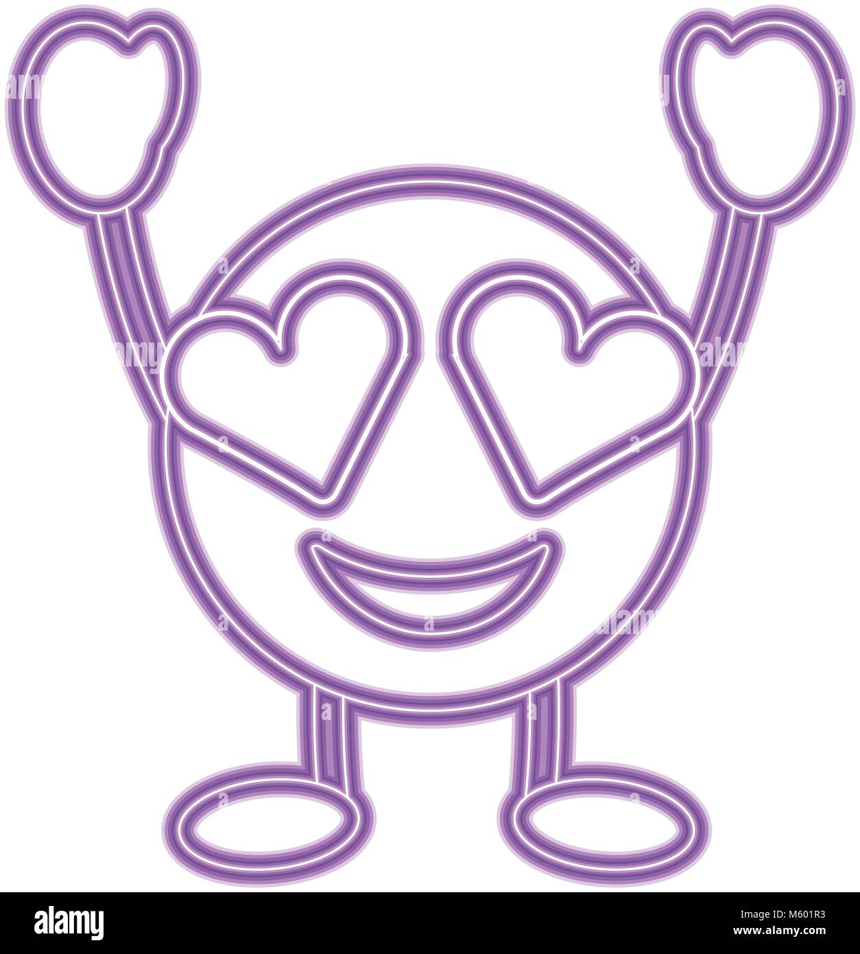 purple emoticon cartoon face in love character Stock Vector Image & Art ...