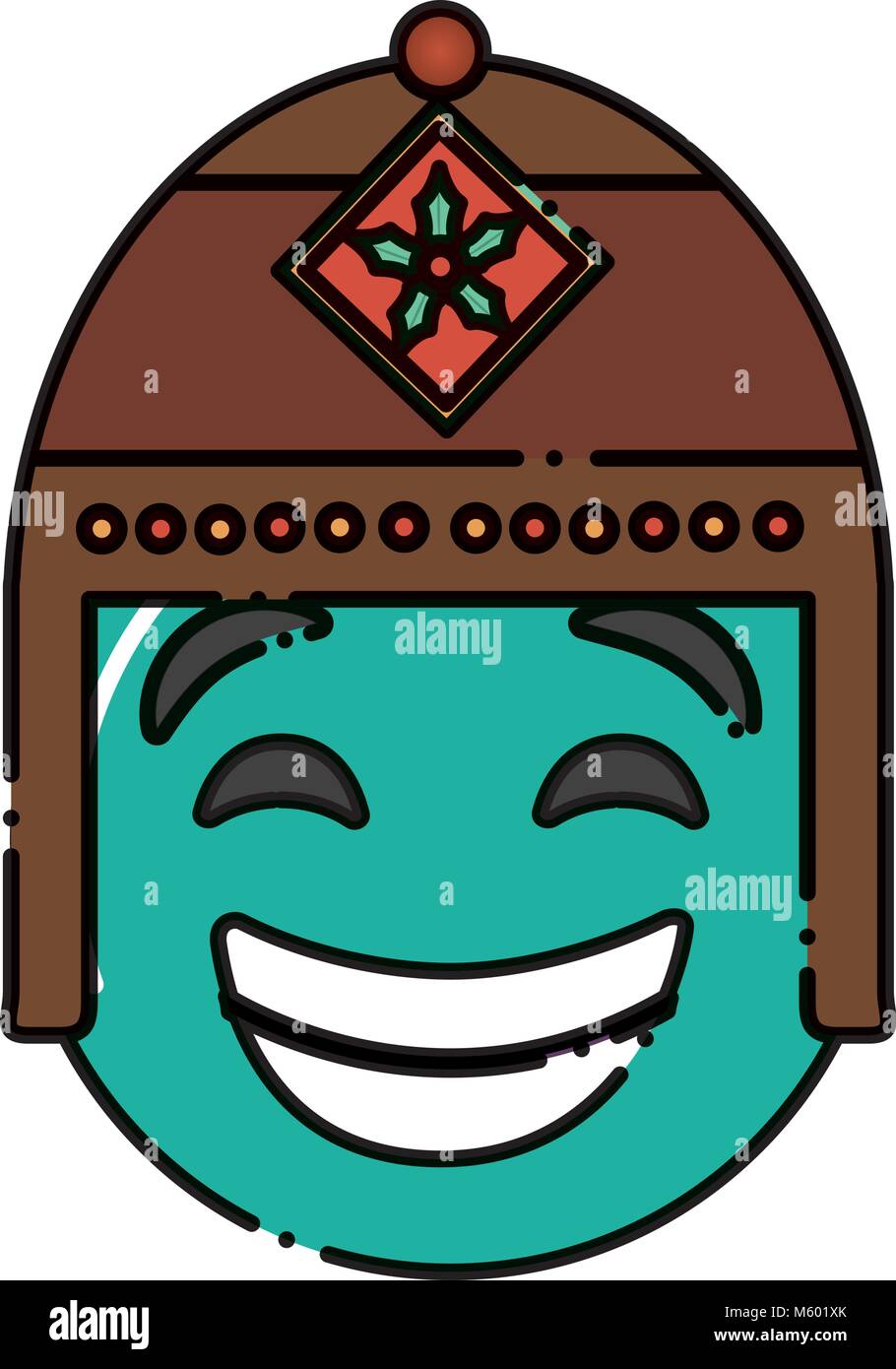 green emoticon cartoon face with exotic hat Stock Vector Image & Art ...
