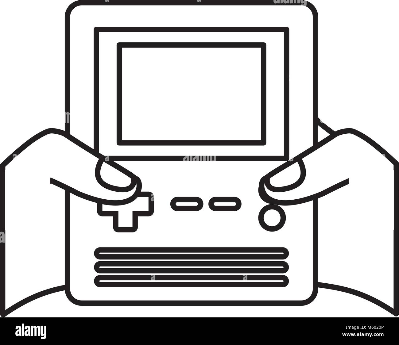 hands holding retro video game console Stock Vector Image & Art - Alamy