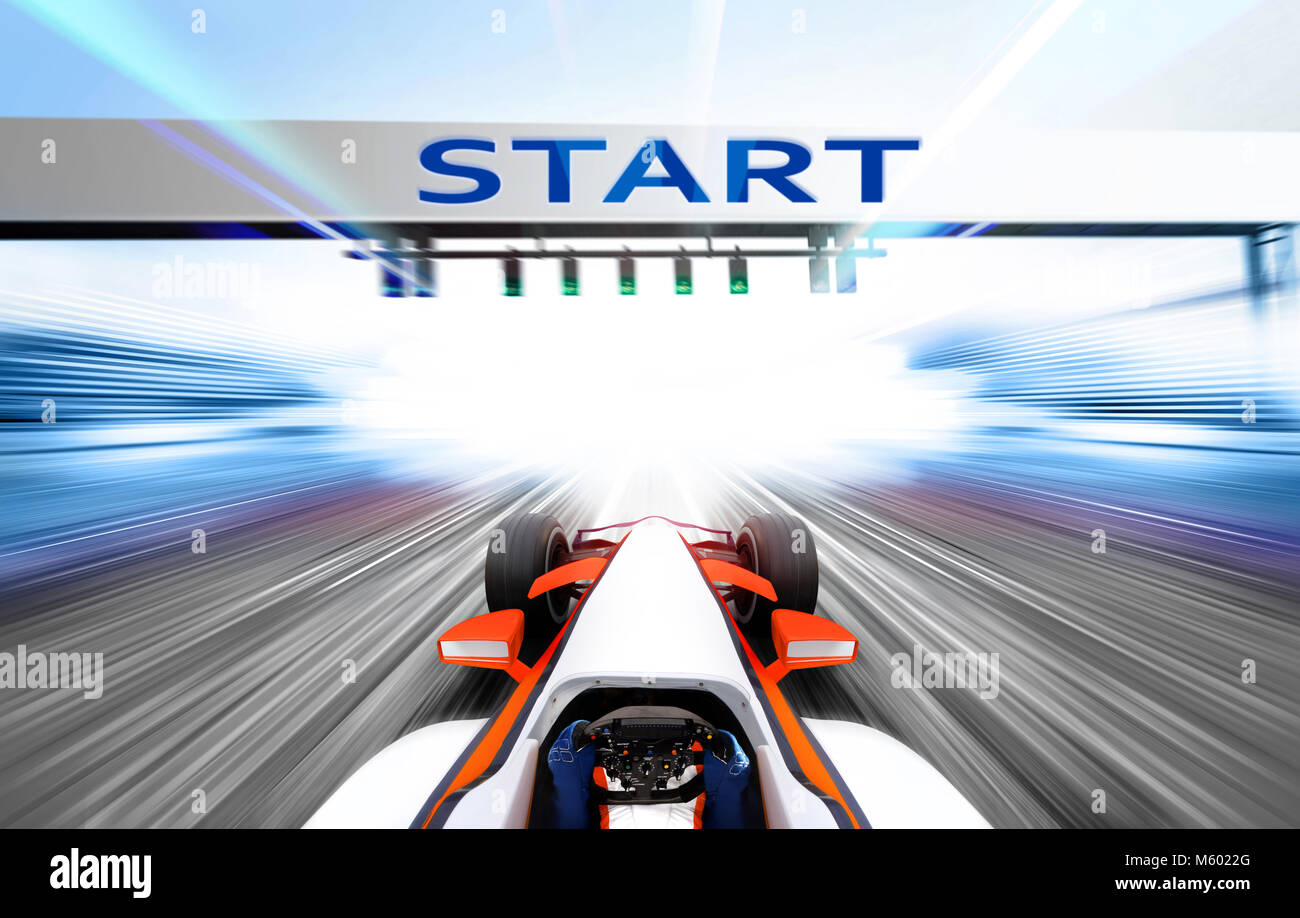 3D illustration of sport car driving at high speed lap - motion blur ...