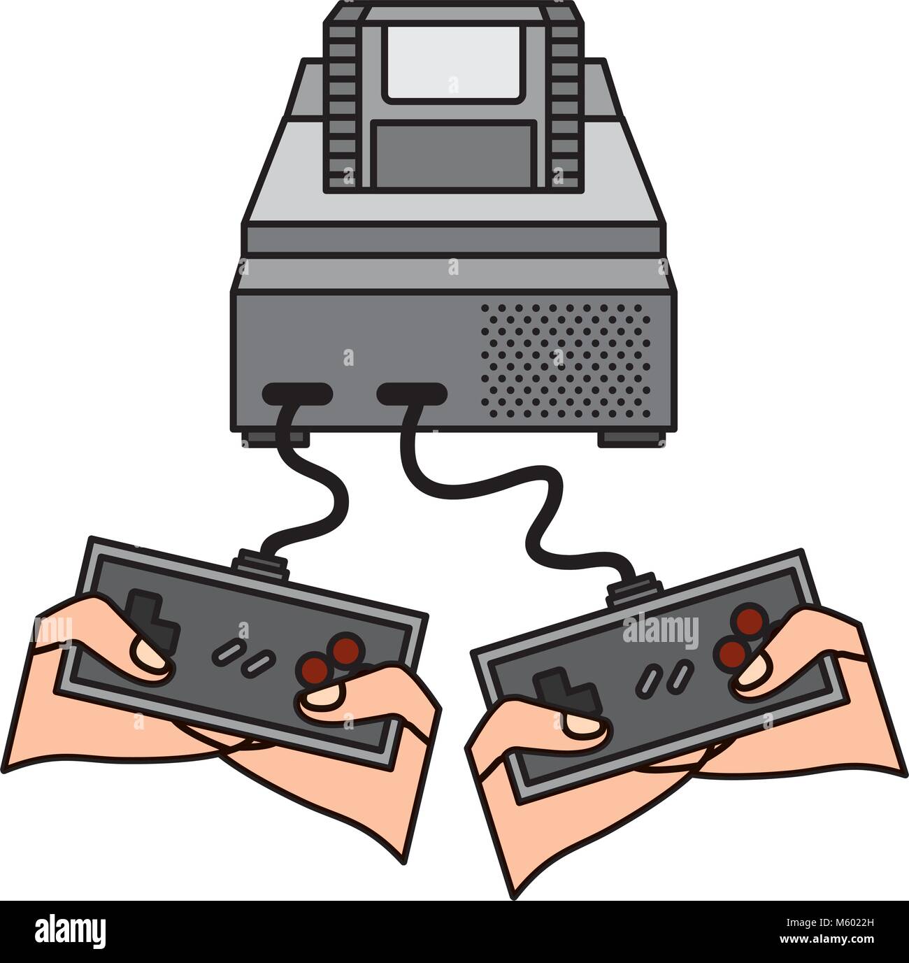 people playing video game hands holding console controller Stock Vector ...