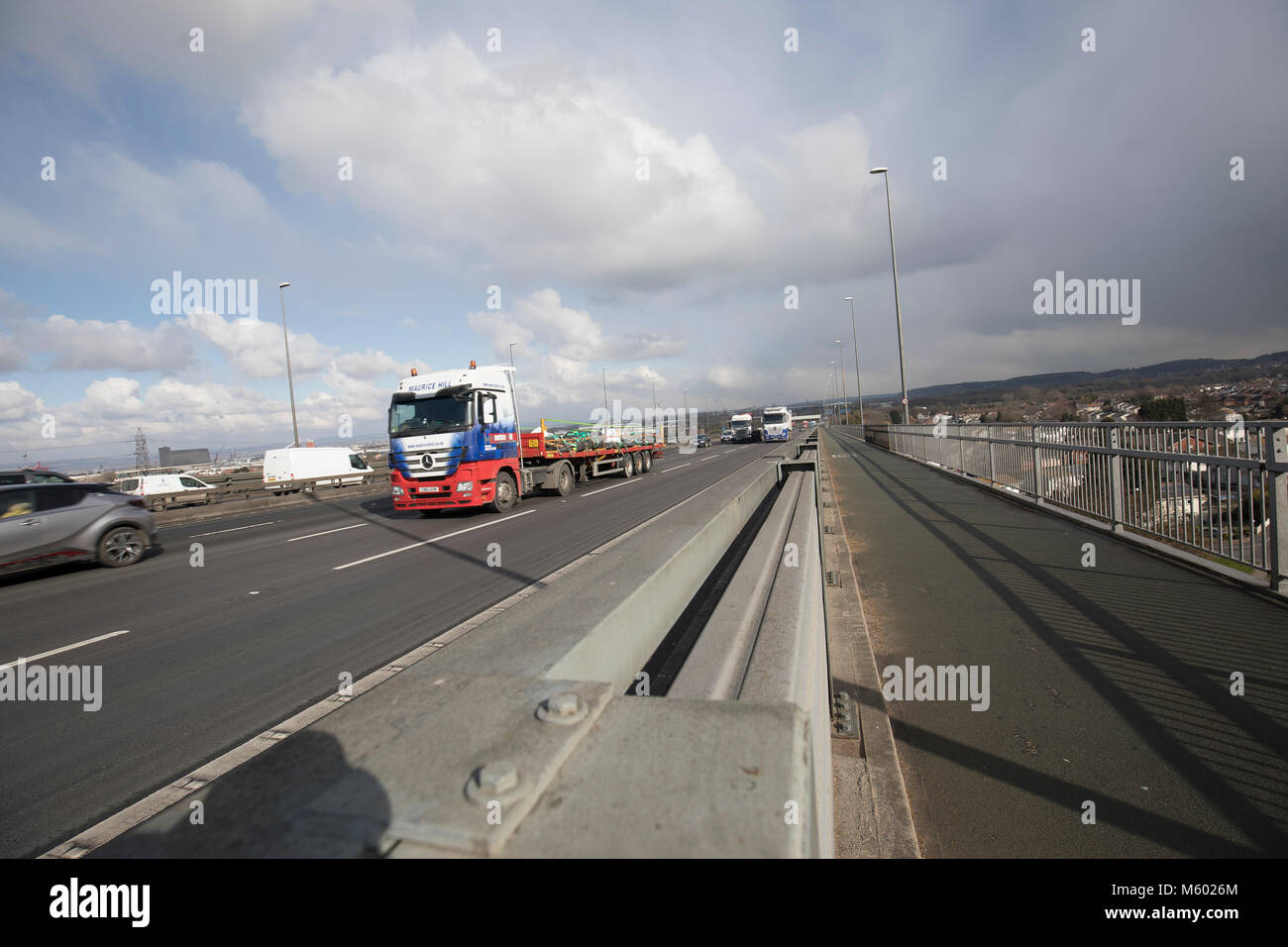 Road traffic crossing the Avonmouth bridge on the M5 motorway Stock ...