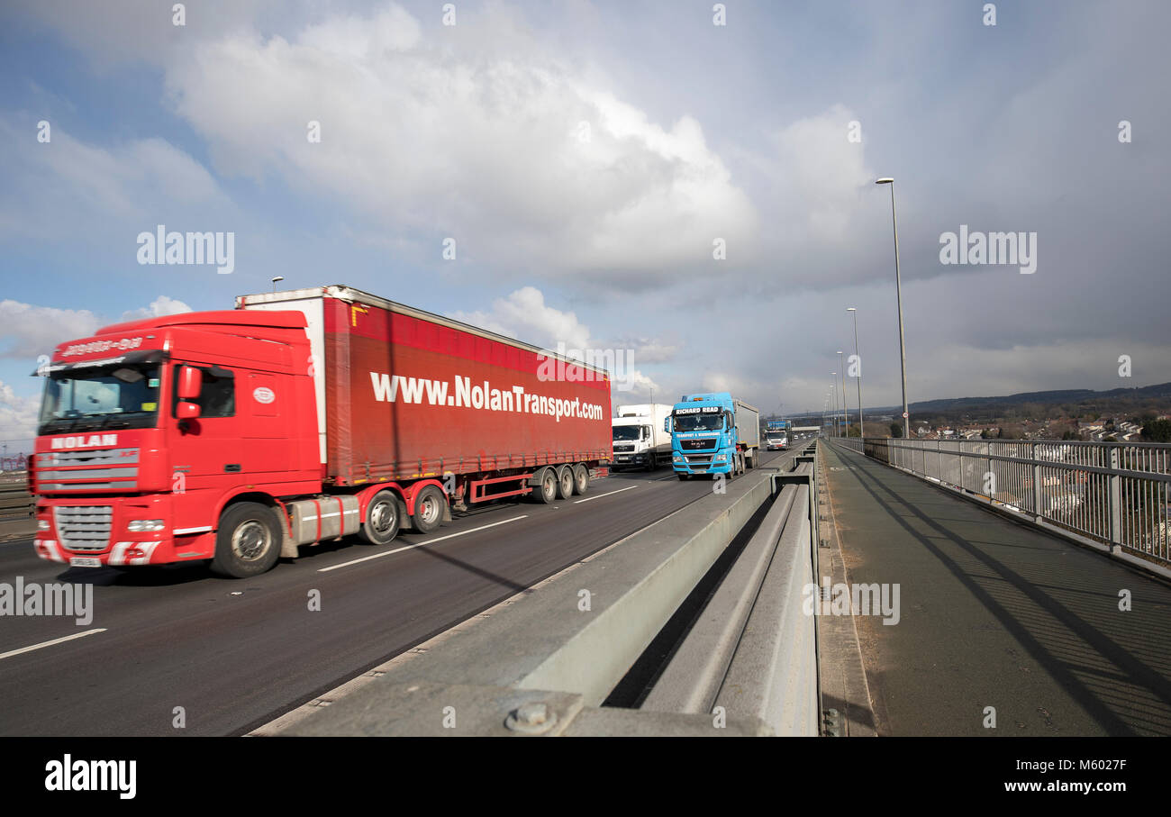 Road traffic crossing the Avonmouth bridge on the M5 motorway Stock ...