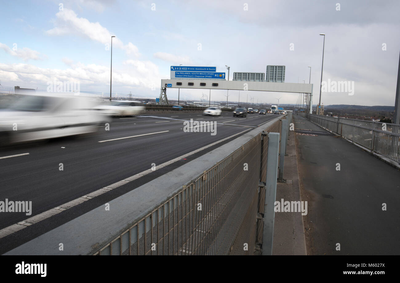 Road traffic crossing the Avonmouth bridge on the M5 motorway Stock ...