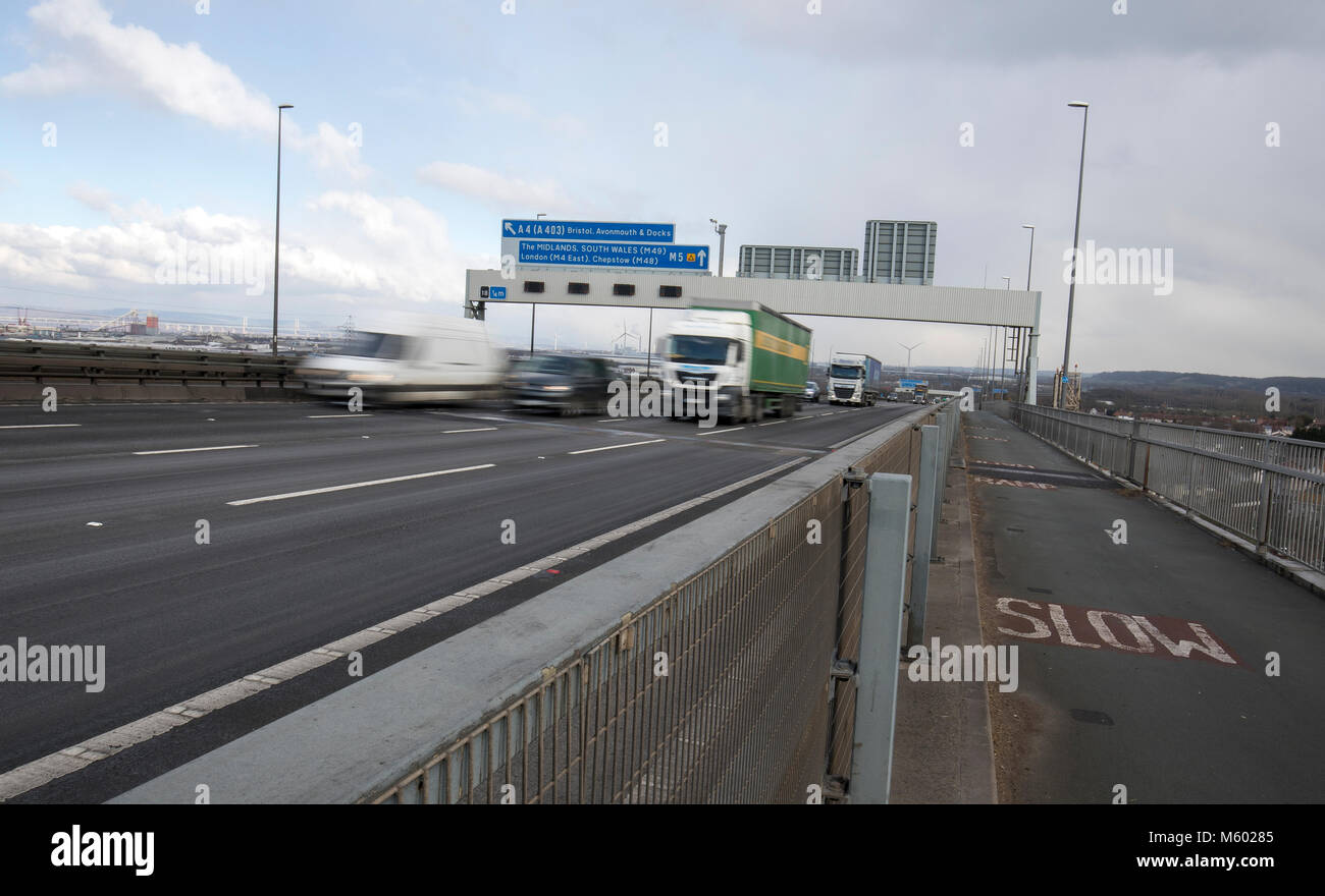 Road traffic crossing the Avonmouth bridge on the M5 motorway Stock ...