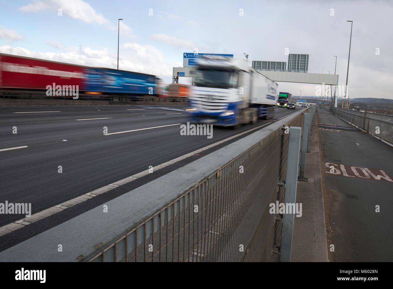 Road traffic crossing the Avonmouth bridge on the M5 motorway Stock ...