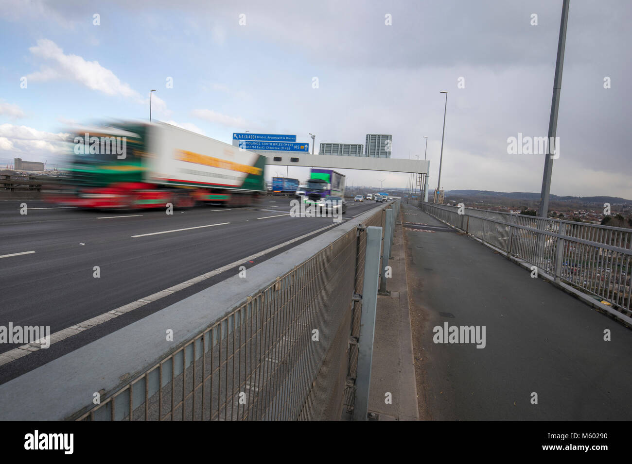 Road traffic crossing the Avonmouth bridge on the M5 motorway Stock ...