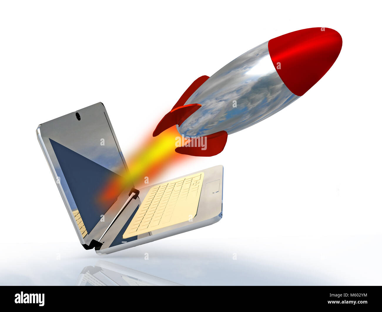 laptop missile rocket isolated in white background - 3d rendering Stock ...