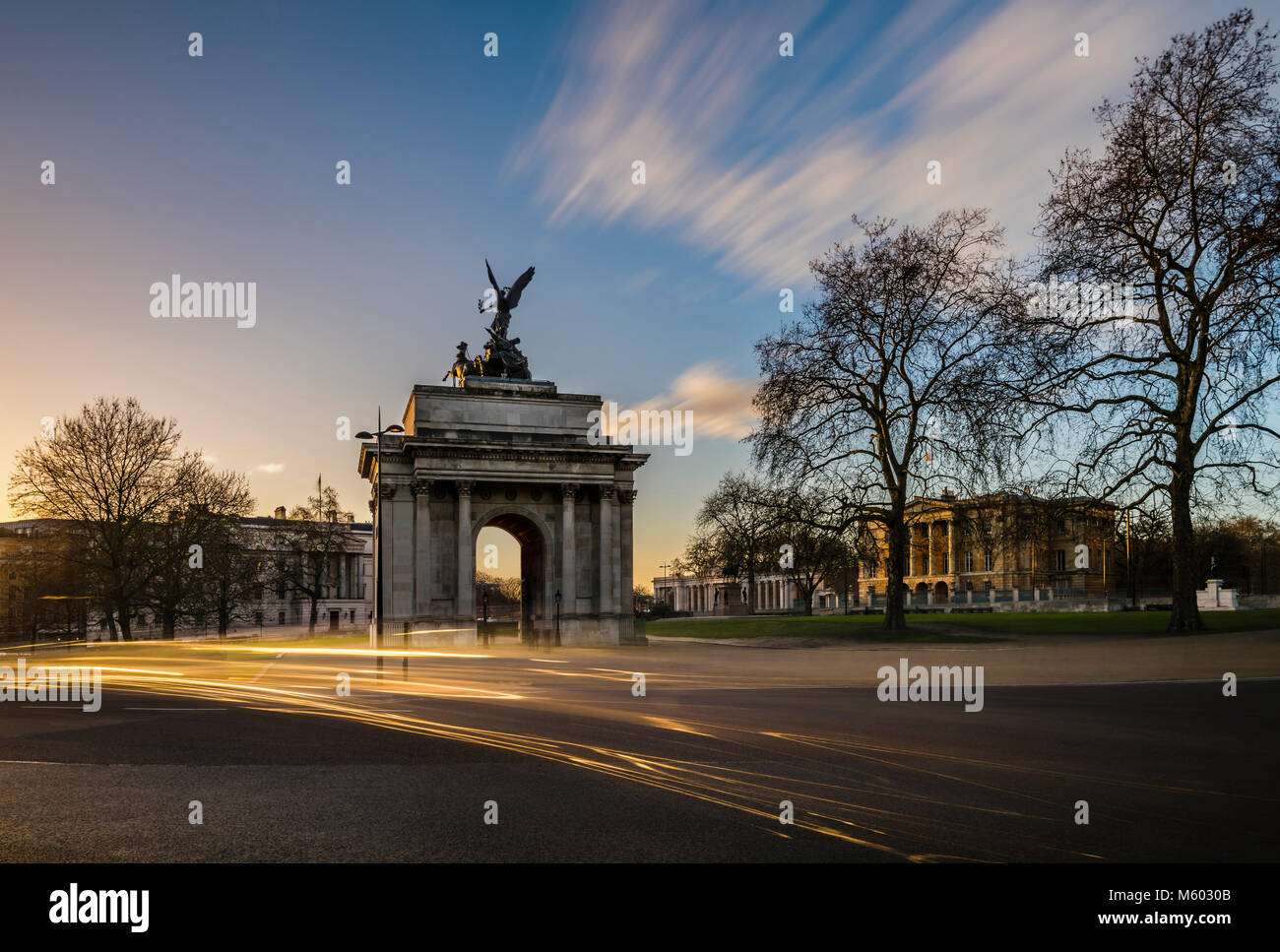The Wellington Arch at Dusk, Hyde Park Corner, London, UK Stock Photo ...