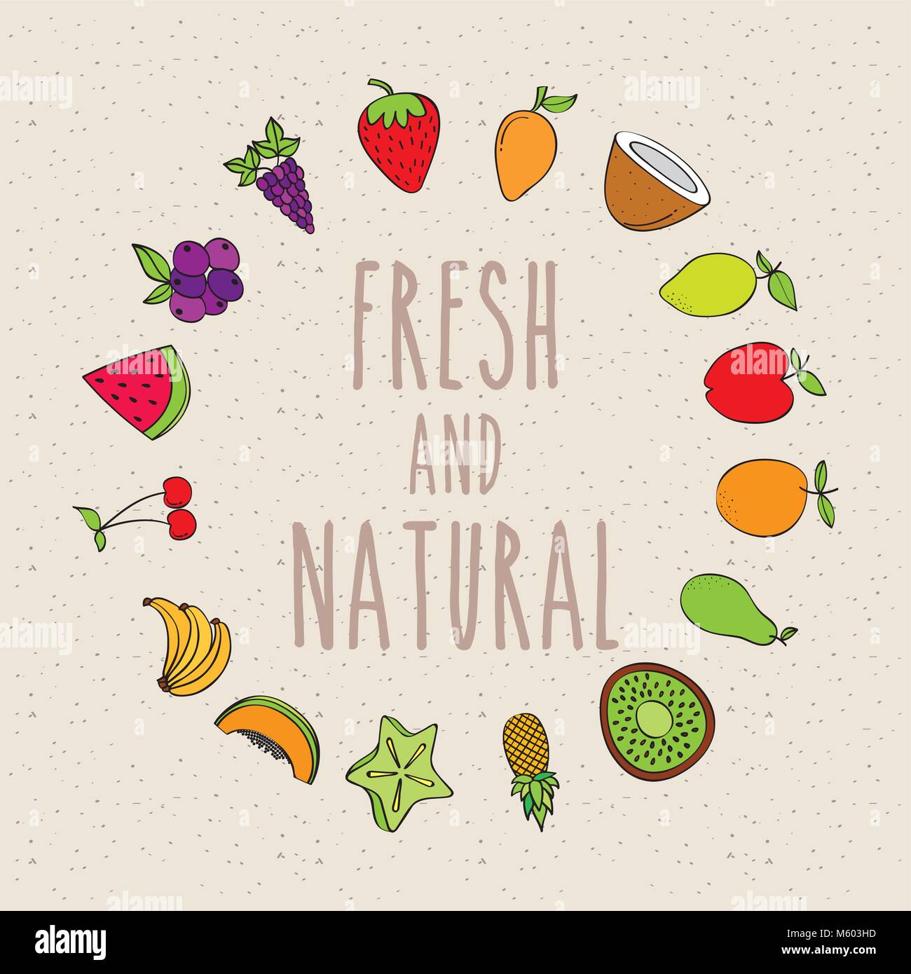 round frame fruit fresh and natural Stock Vector Image & Art - Alamy