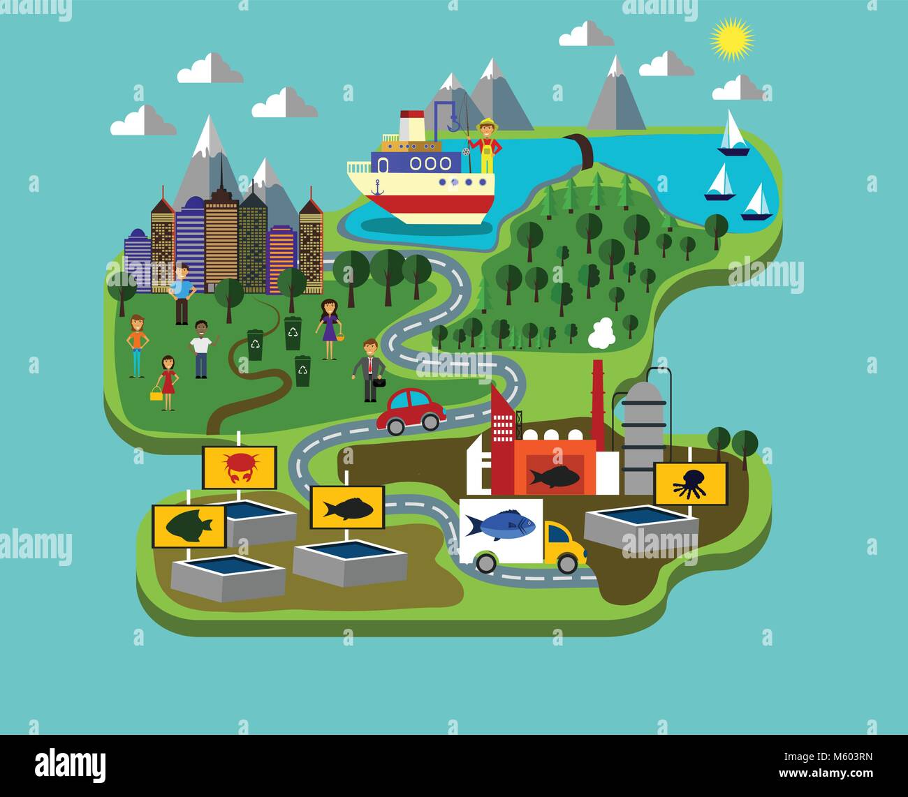 Fish processing boat Stock Vector Images - Alamy