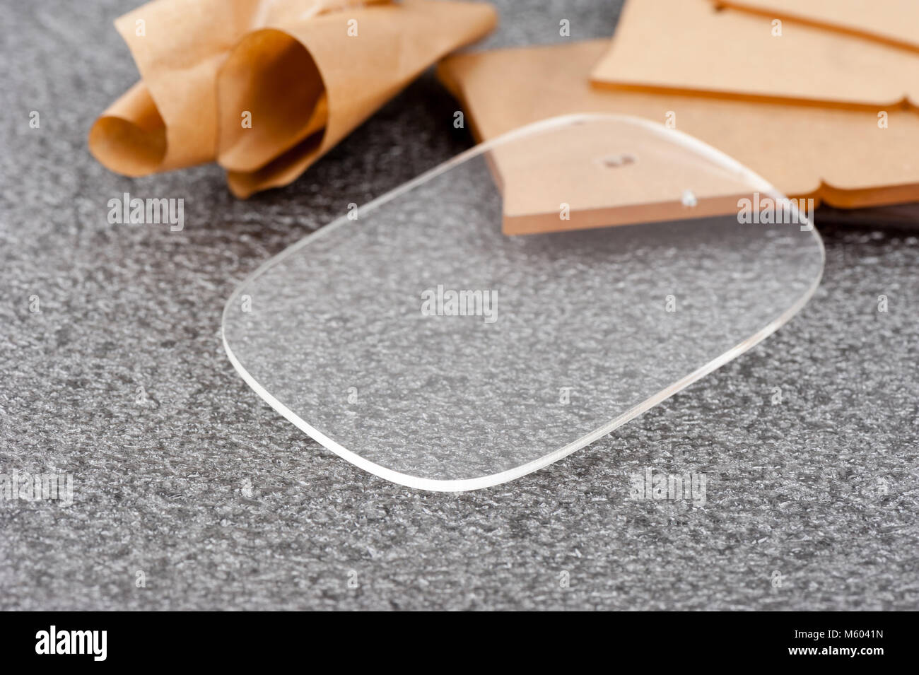 closeup clear acrylic template, acrylic plastic material Stock Photo ...