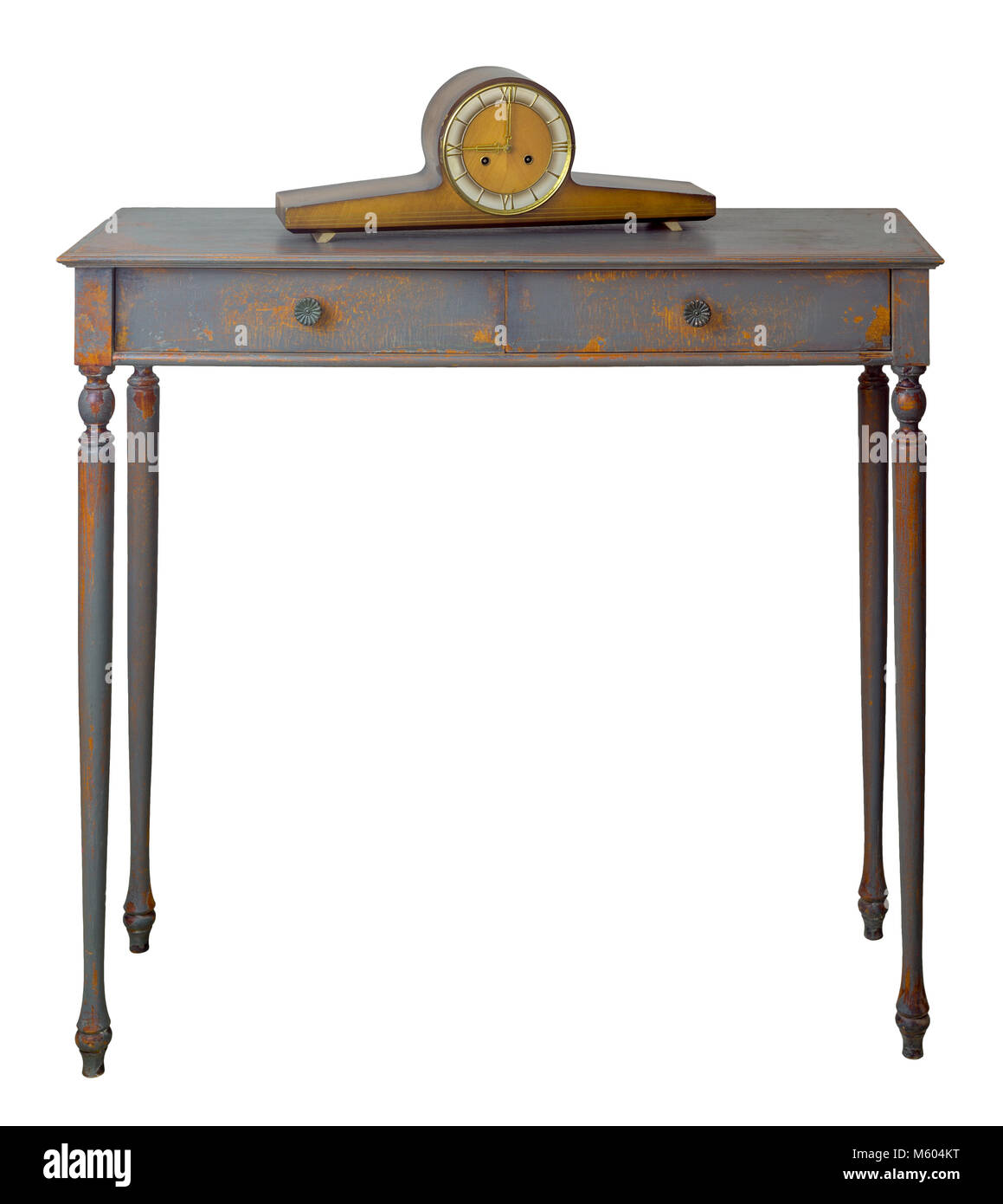 Vintage Furniture - Old style desktop clock on the top of retro wooden ...