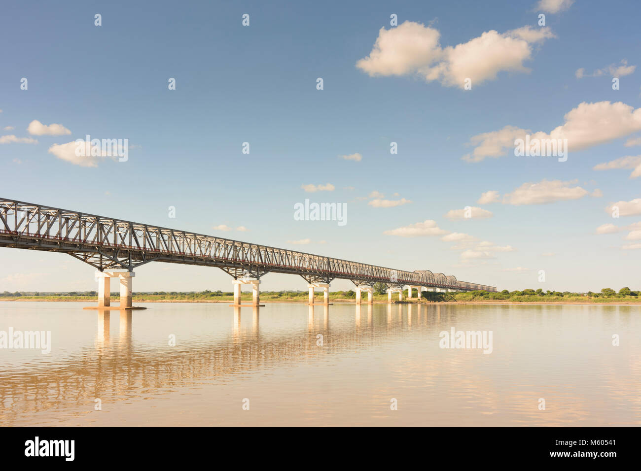 Pakokku: Irrawaddy (Ayeyarwady) River, road and railway bridge ...