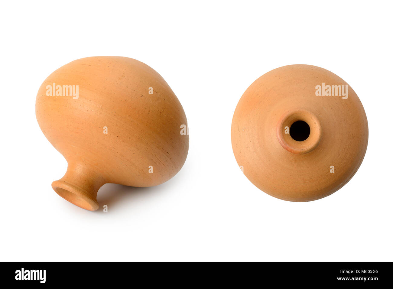 Clay jars from different angles isolated on white background. Side view ...