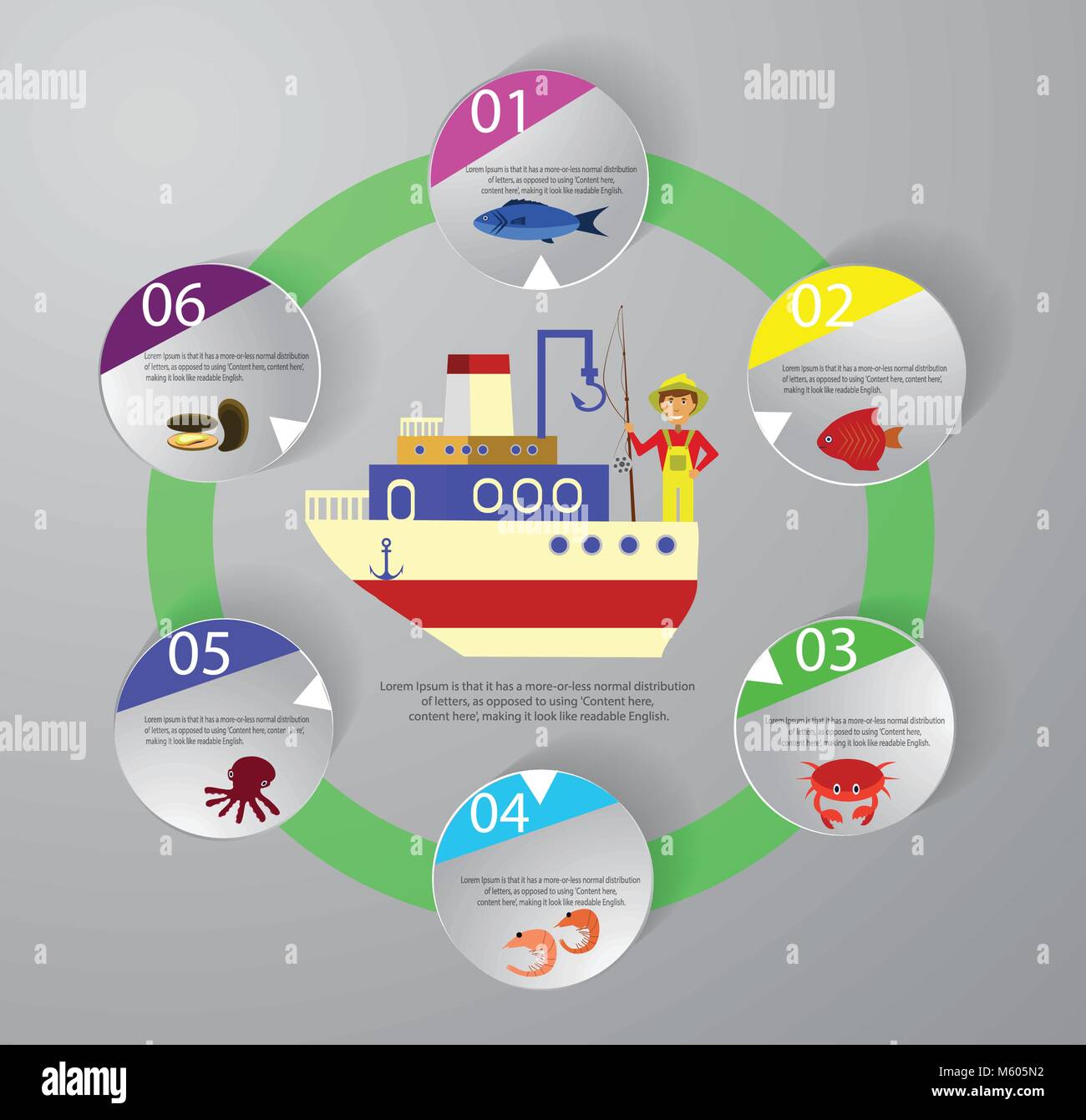 Cool vector flat design fishing boat with crew Stock Vector Image & Art ...