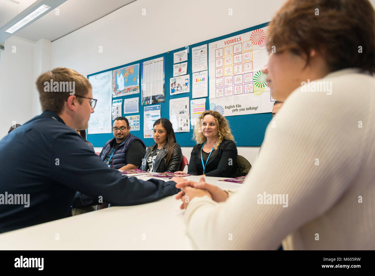 real overseas students learn english at college in the classroom and ...