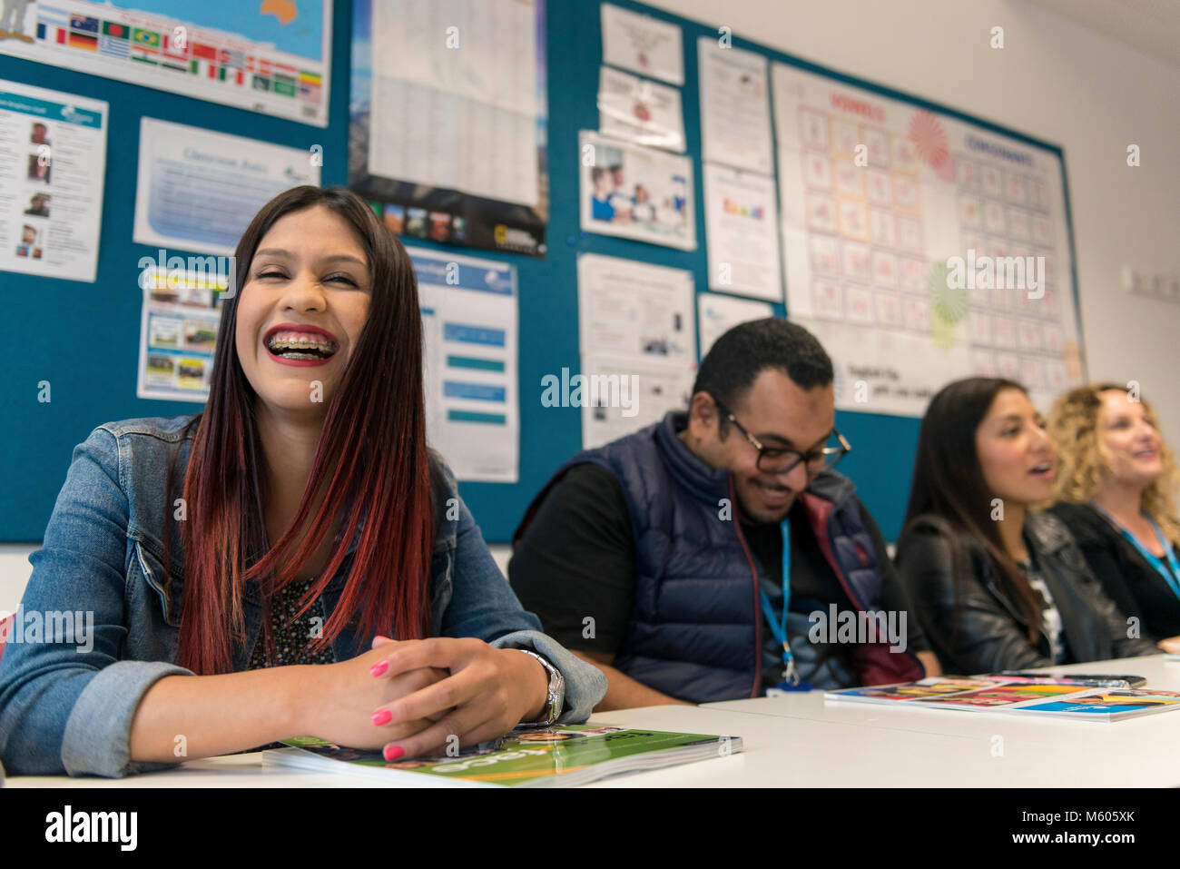 real overseas students learn english at college in the classroom and ...