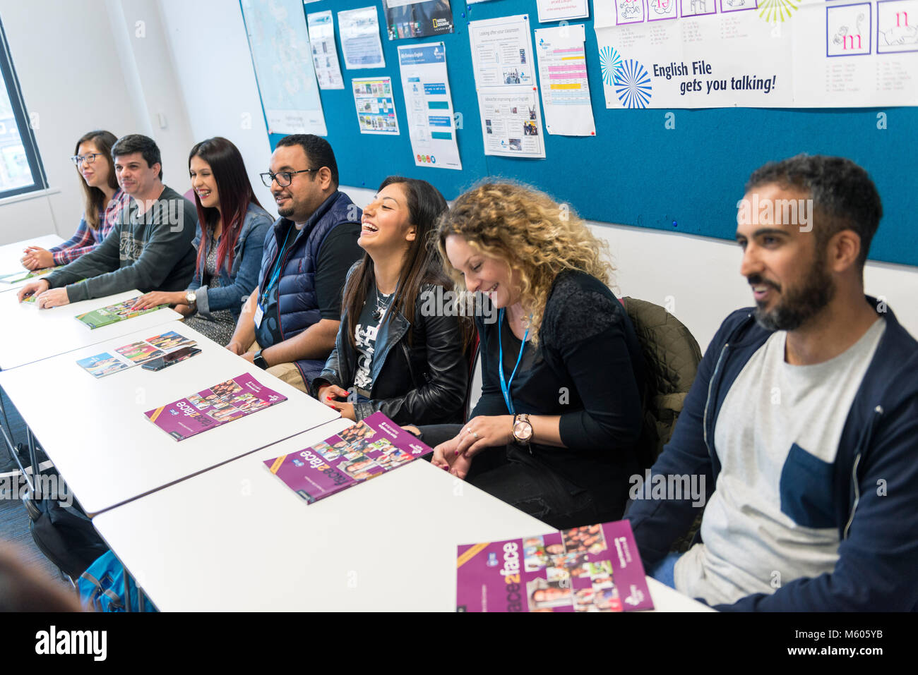 real overseas students learn english at college in the classroom and ...