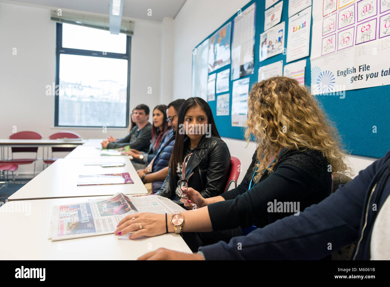 real overseas students learn english at college in the classroom and ...