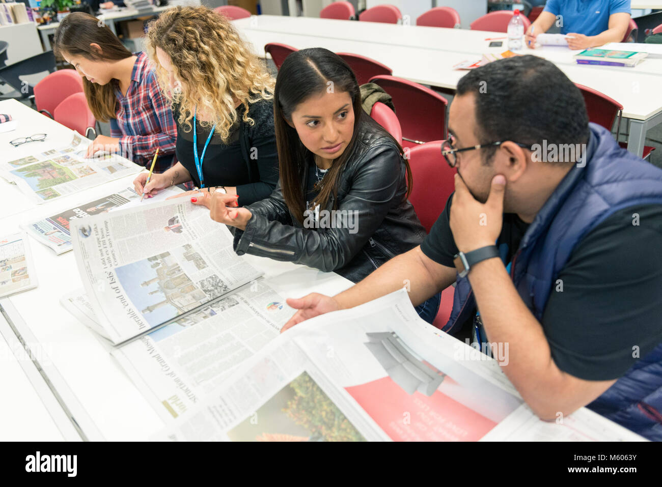 real overseas students learn english at college in the classroom and ...