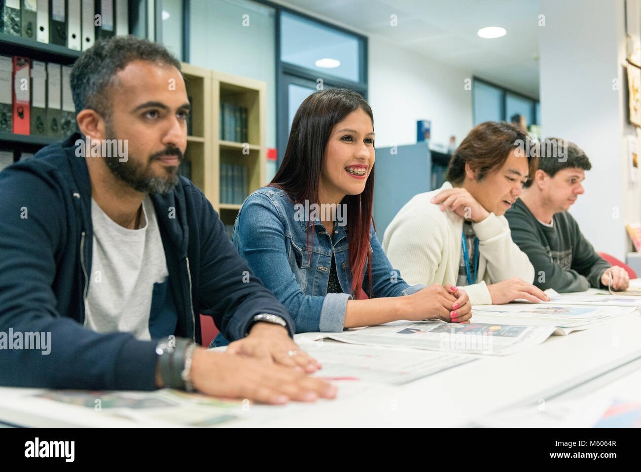 real overseas students learn english at college in the classroom and ...