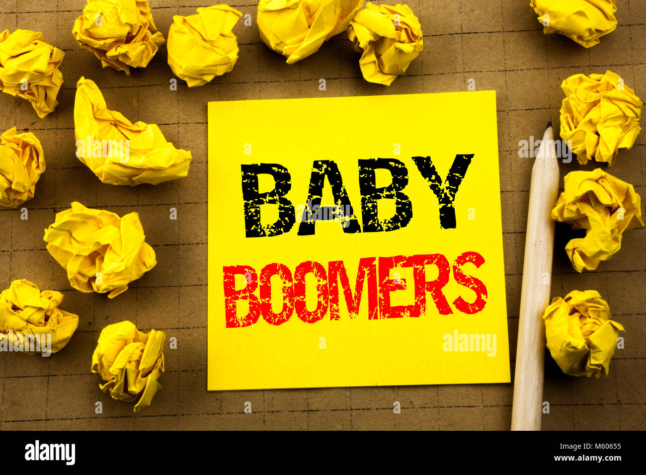 Handwriting text showing Baby Boomers. Business concept for Demographic ...