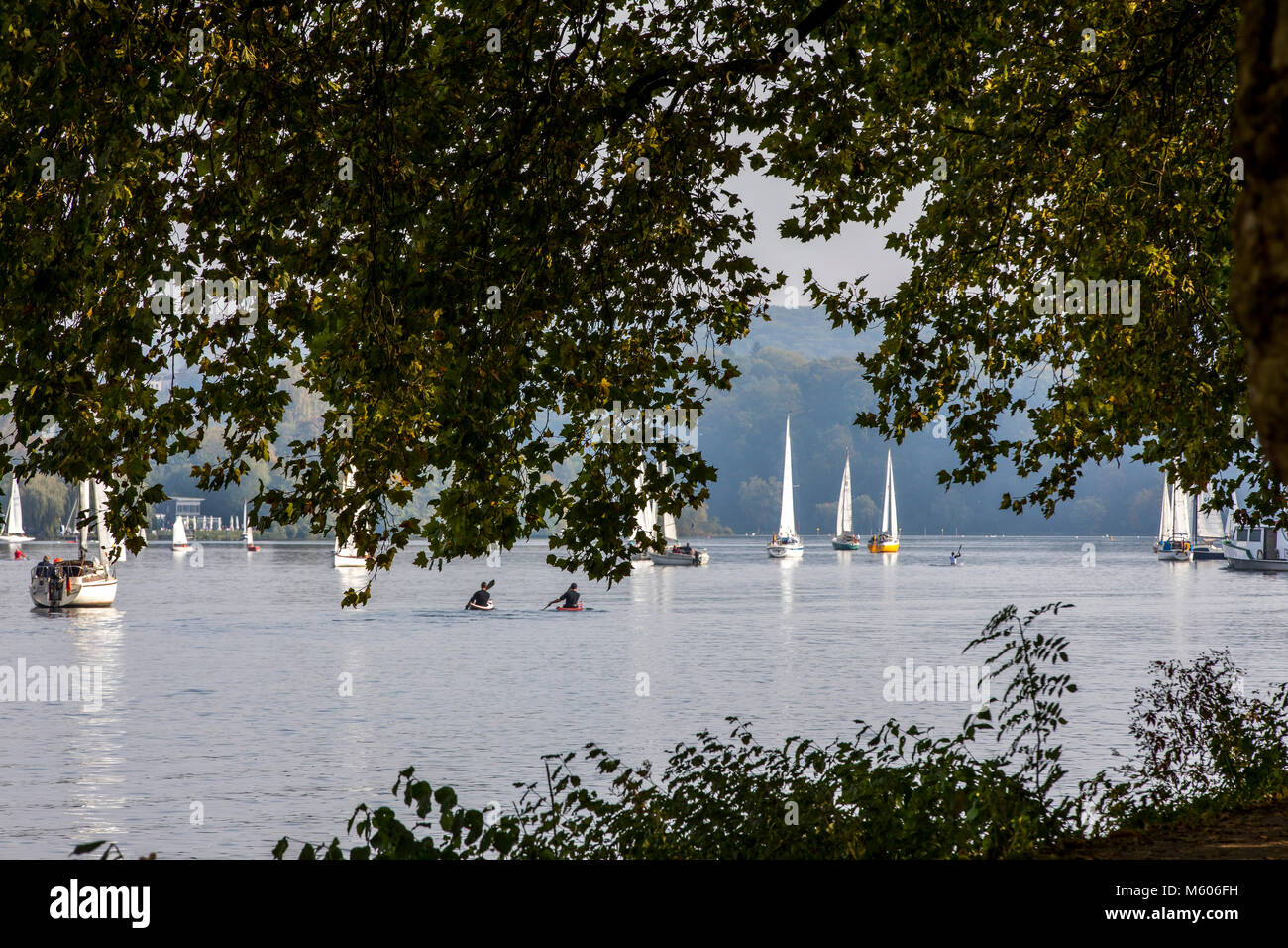 The Baldeneysee Lake, a reservoir of river Ruhr, in Essen, Germany ...